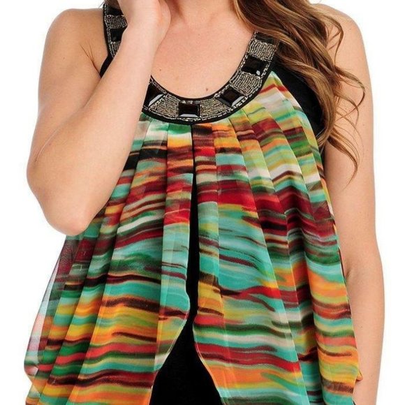 Kate & Mallory | Tops | Kate Mallory Tropicana Fly Away Blouse Layered ...